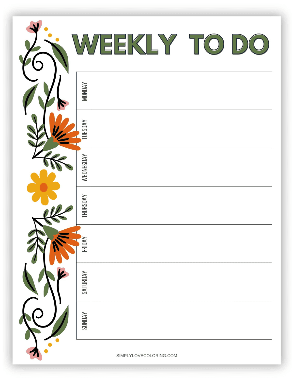 Weekly To-Do Lists (Free PDF Printables) - Simply Love Coloring