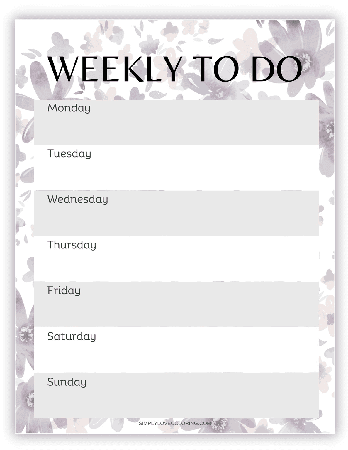 Weekly To-Do Lists (Free PDF Printables) - Simply Love Coloring