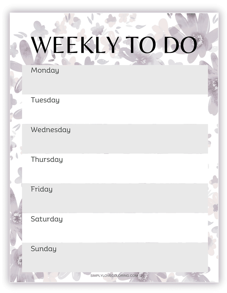 Weekly To-Do Lists (Free PDF Printables) - Simply Love Coloring