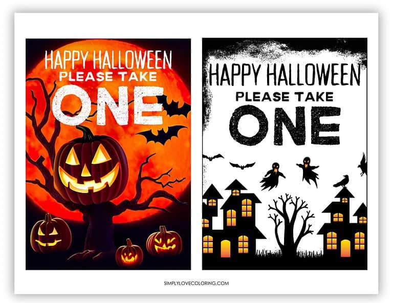 56 'Please Take One' Halloween Sign Printables (Free PDF Download ...