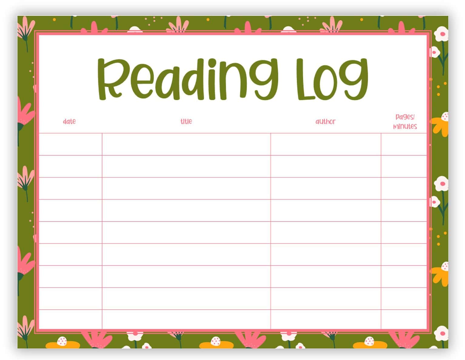 18 Reading Log Printables (Free PDF Printables) - Simply Love Coloring