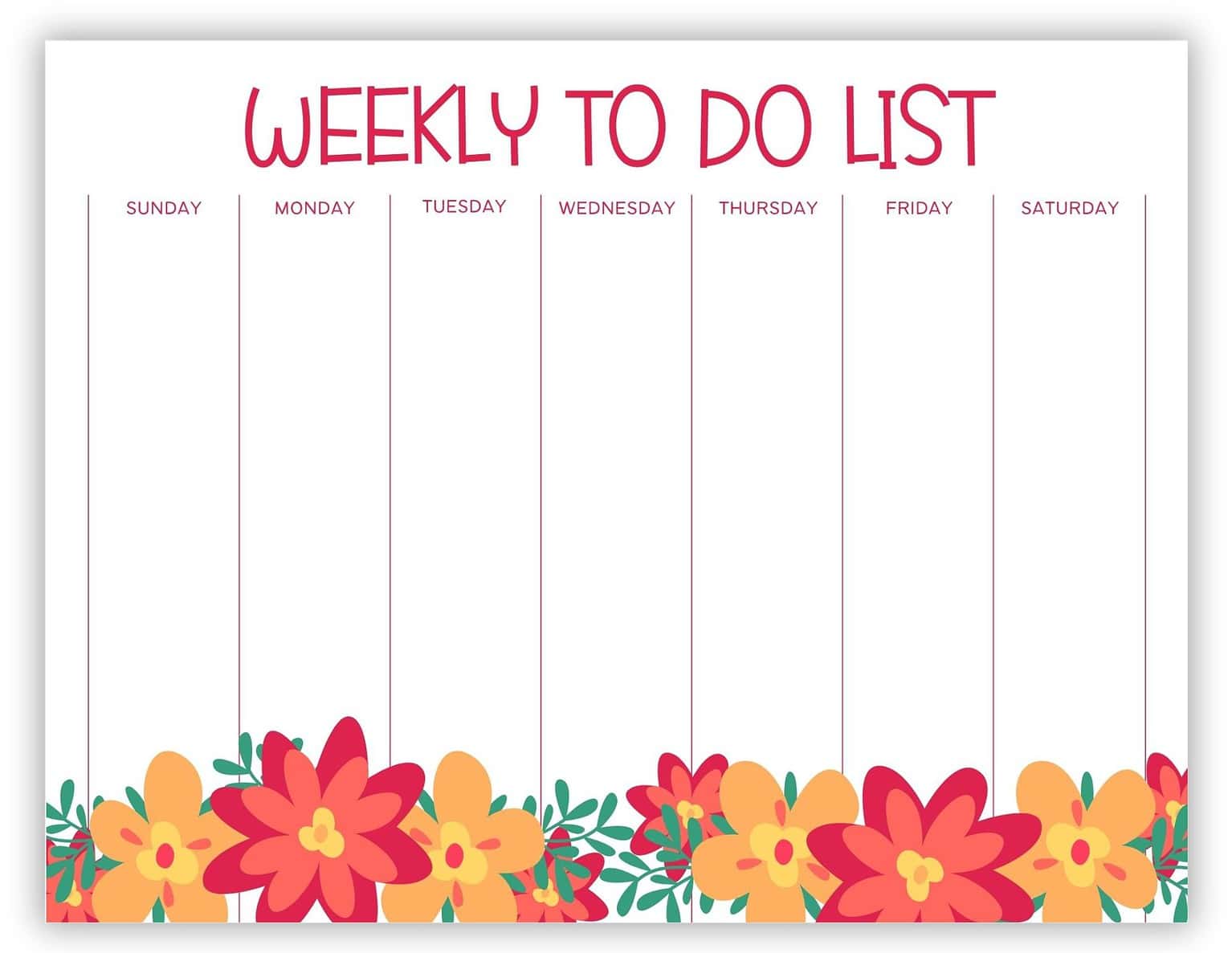 Weekly To-Do Lists (Free PDF Printables) - Simply Love Coloring