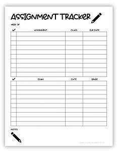 Assignment Trackers (Free PDF Printables) - Simply Love Coloring