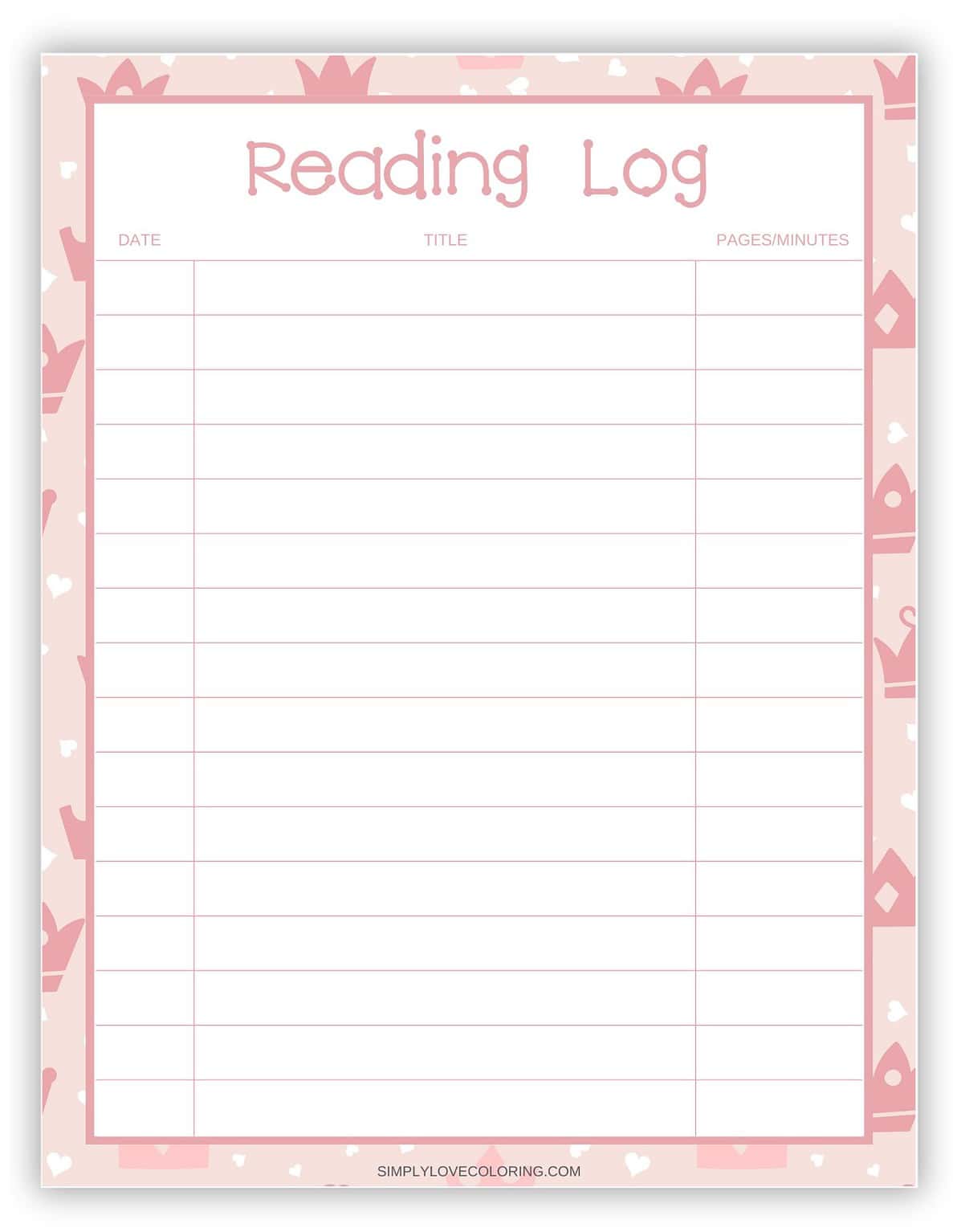 18 Reading Log Printables (Free PDF Printables) - Simply Love Coloring