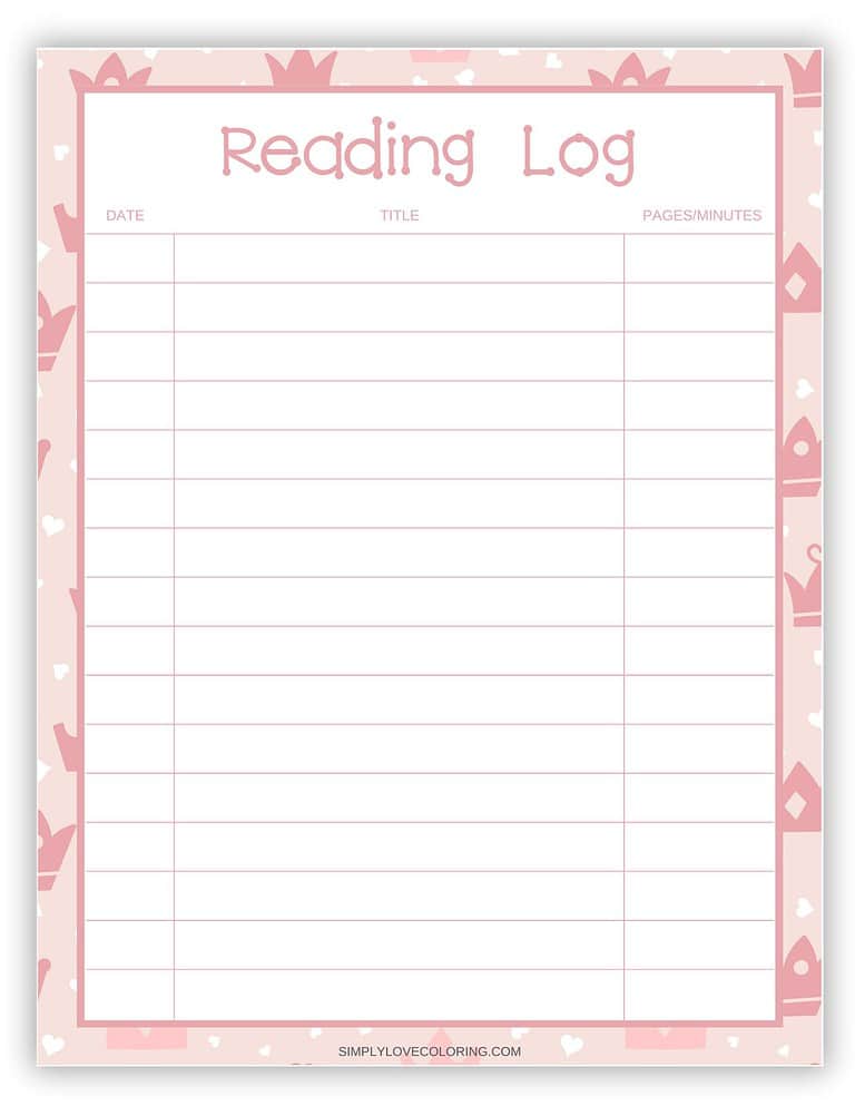 18 Reading Log Printables (Free PDF Printables) - Simply Love Coloring