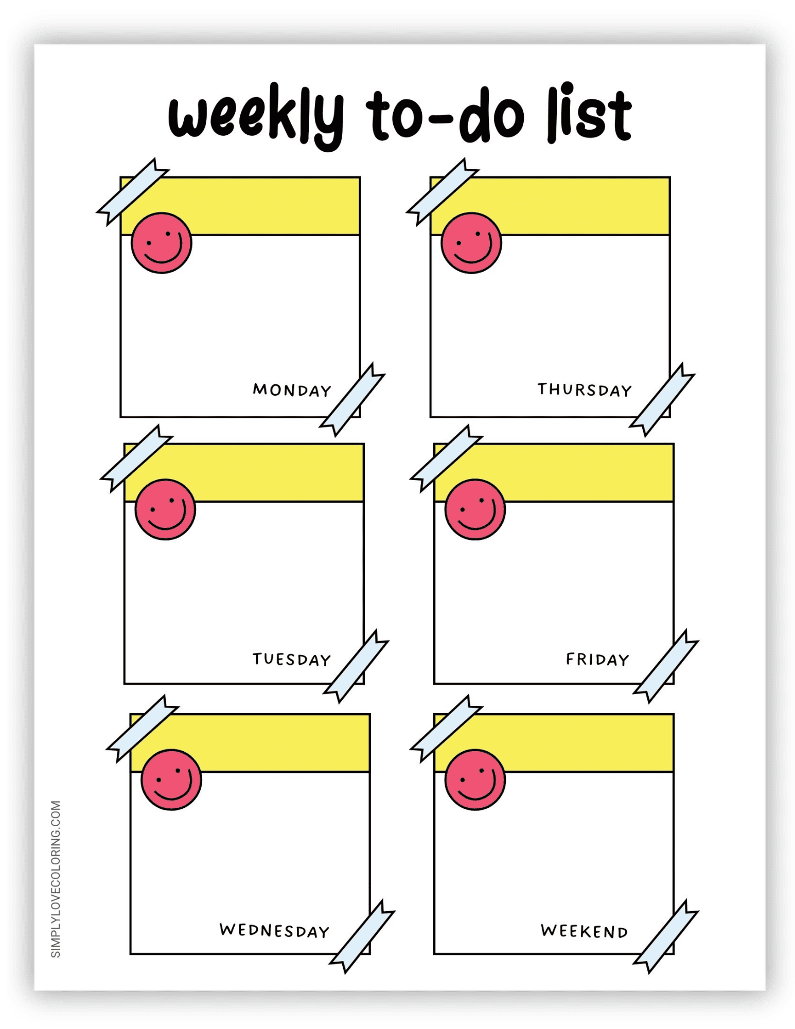 Weekly To-Do Lists (Free PDF Printables) - Simply Love Coloring