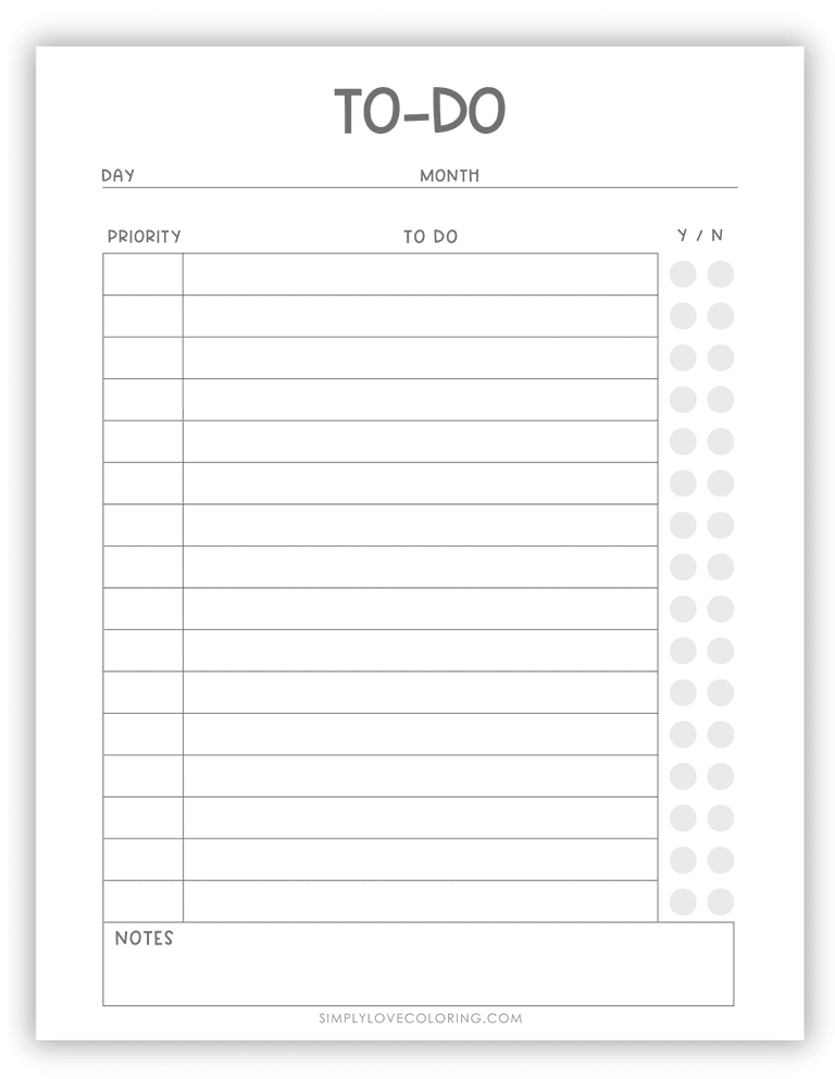 Printable To Do Worksheet Pdf