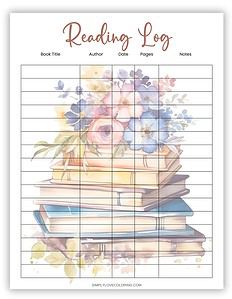 18 Reading Log Printables (Free PDF Printables) - Simply Love Coloring