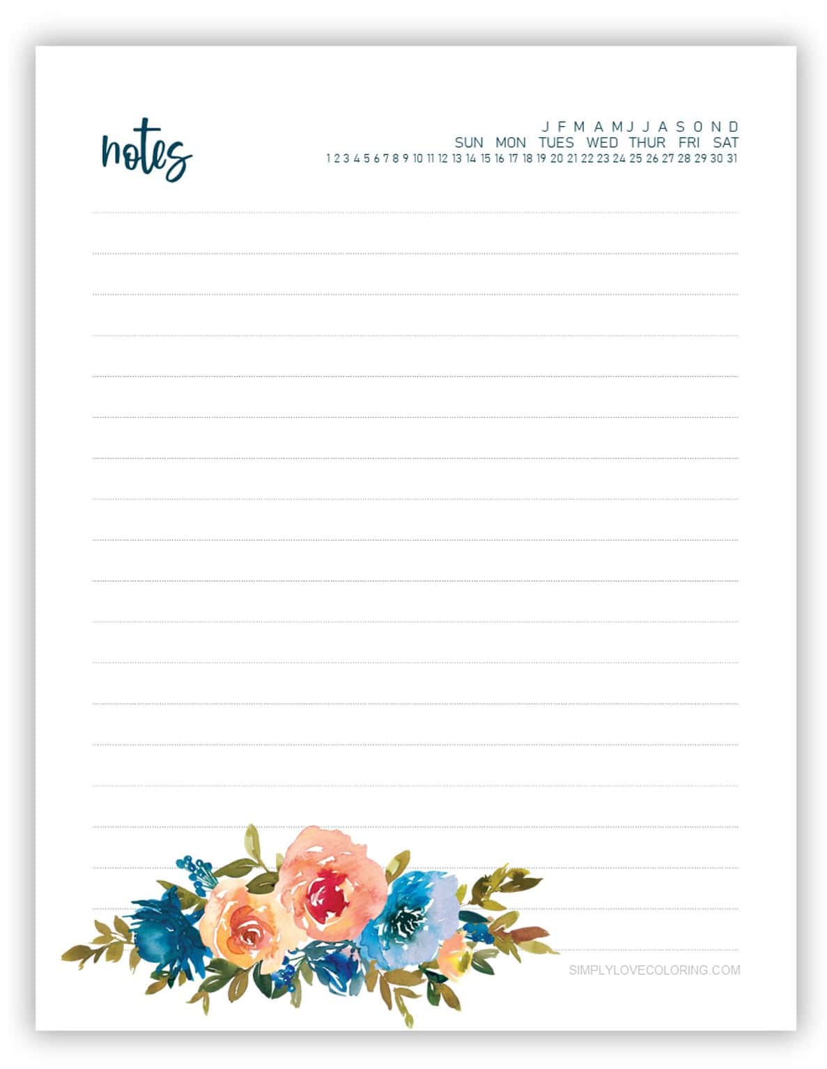 38 Printable Notes Page (Free PDF Printables) - Simply Love Coloring