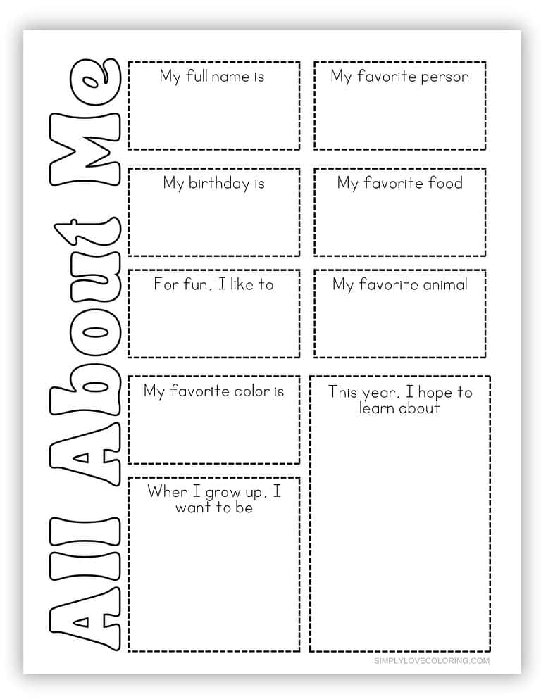 All About Me Printable Worksheets (Free PDF Printables) - Simply Love ...