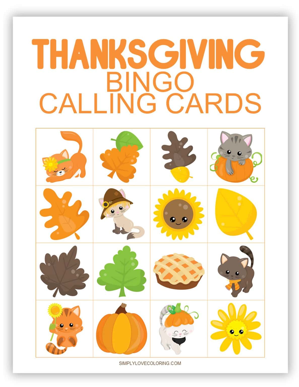 Thanksgiving Bingo Cards (Free PDF Printables) - Simply Love Coloring