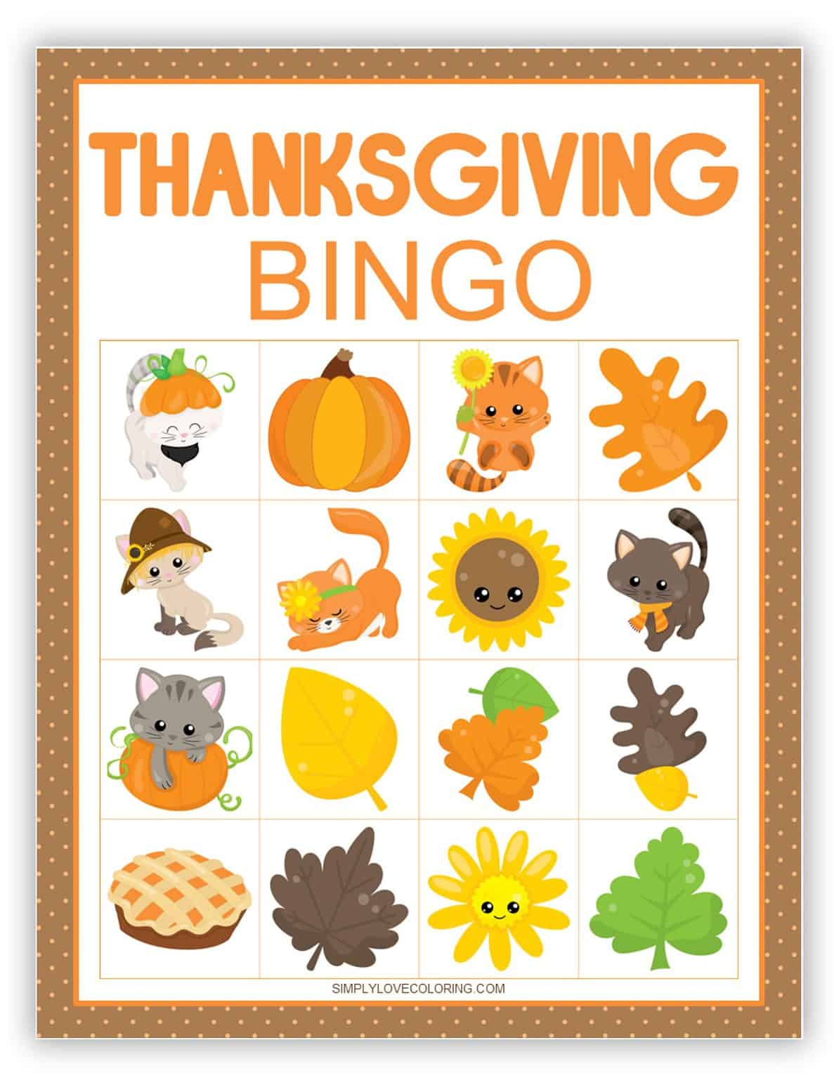 Thanksgiving Bingo Cards (Free PDF Printables) - Simply Love Coloring