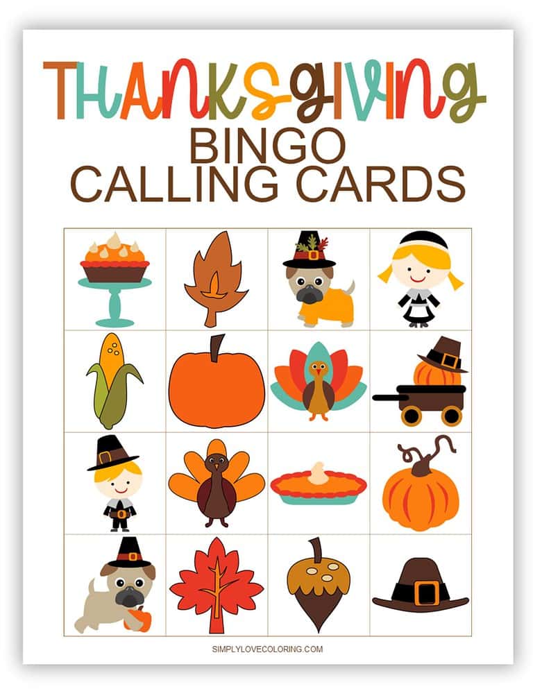 Thanksgiving Bingo Cards (Free PDF Printables) - Simply Love Coloring