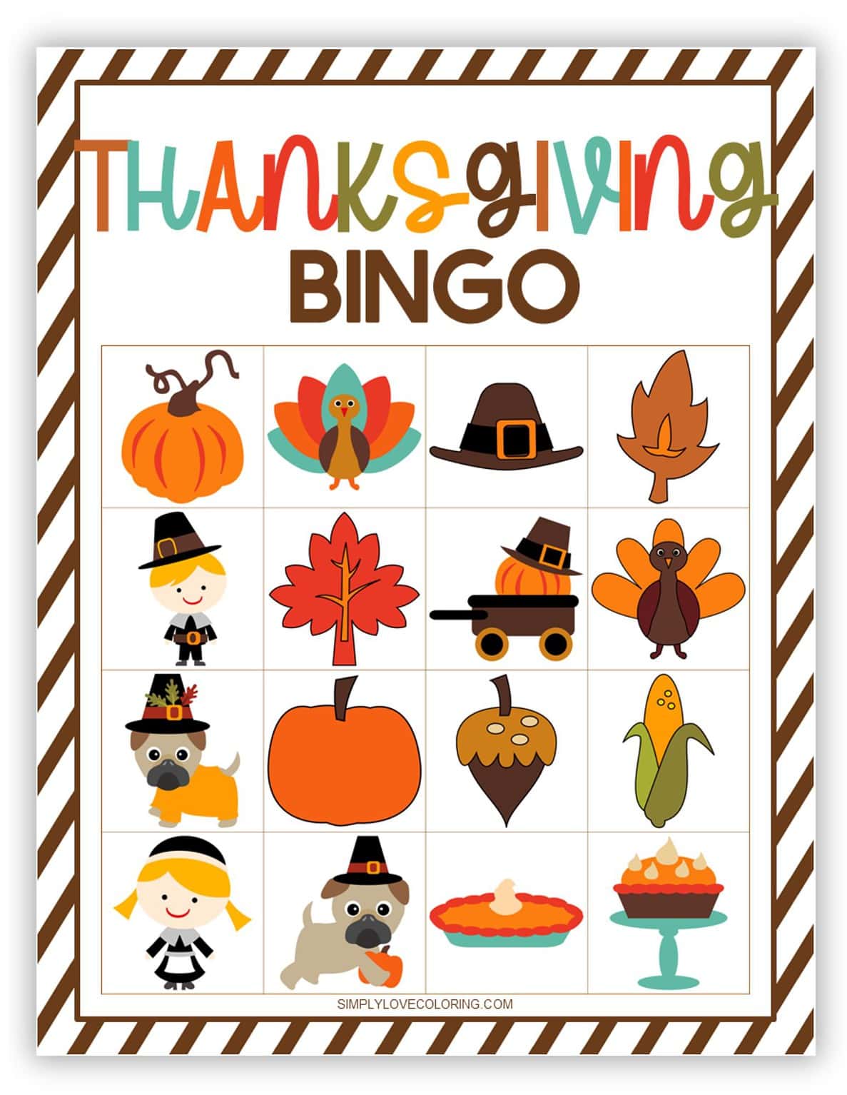 Thanksgiving Bingo Cards (Free PDF Printables) - Simply Love Coloring