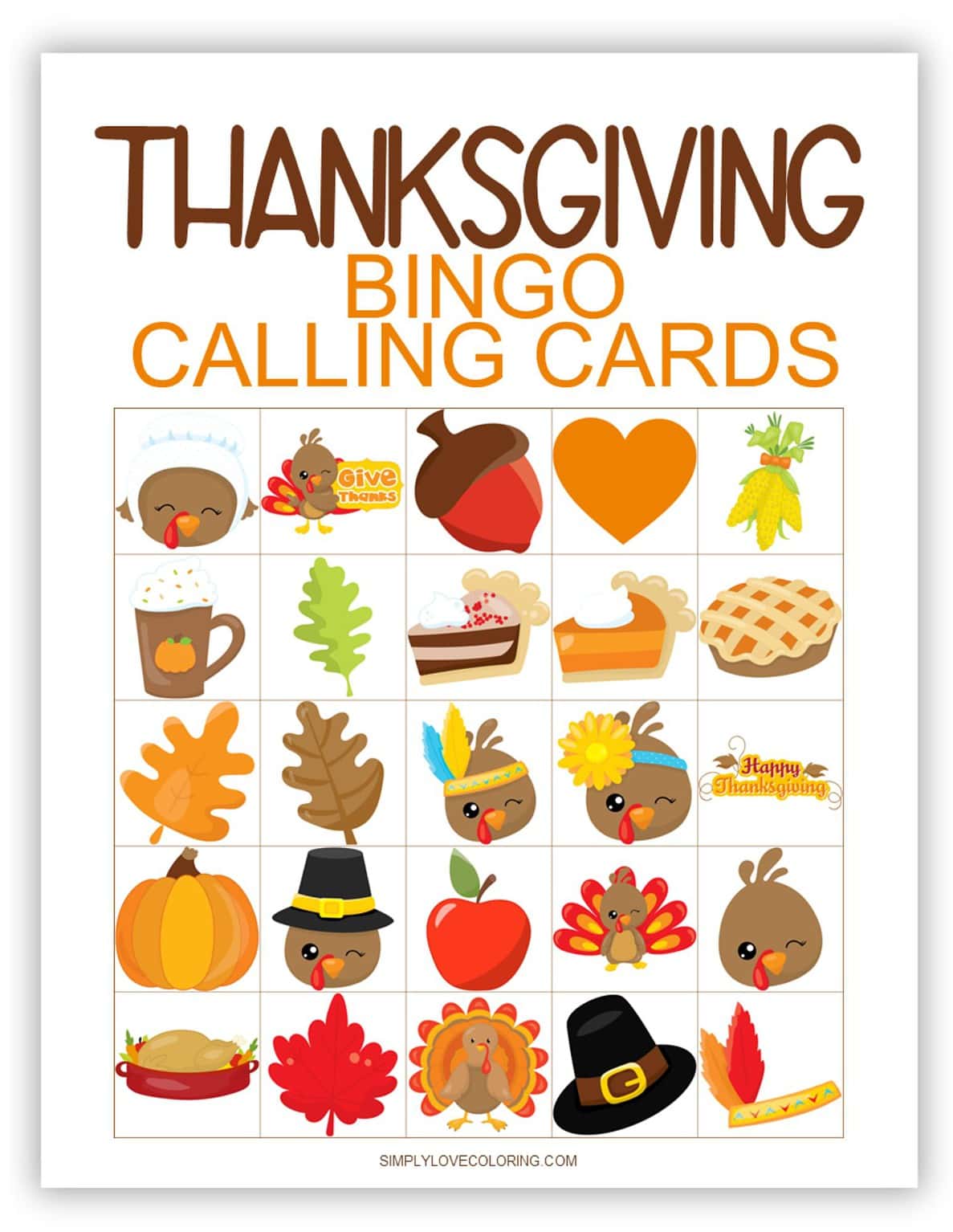 Thanksgiving Bingo Cards (Free PDF Printables) - Simply Love Coloring