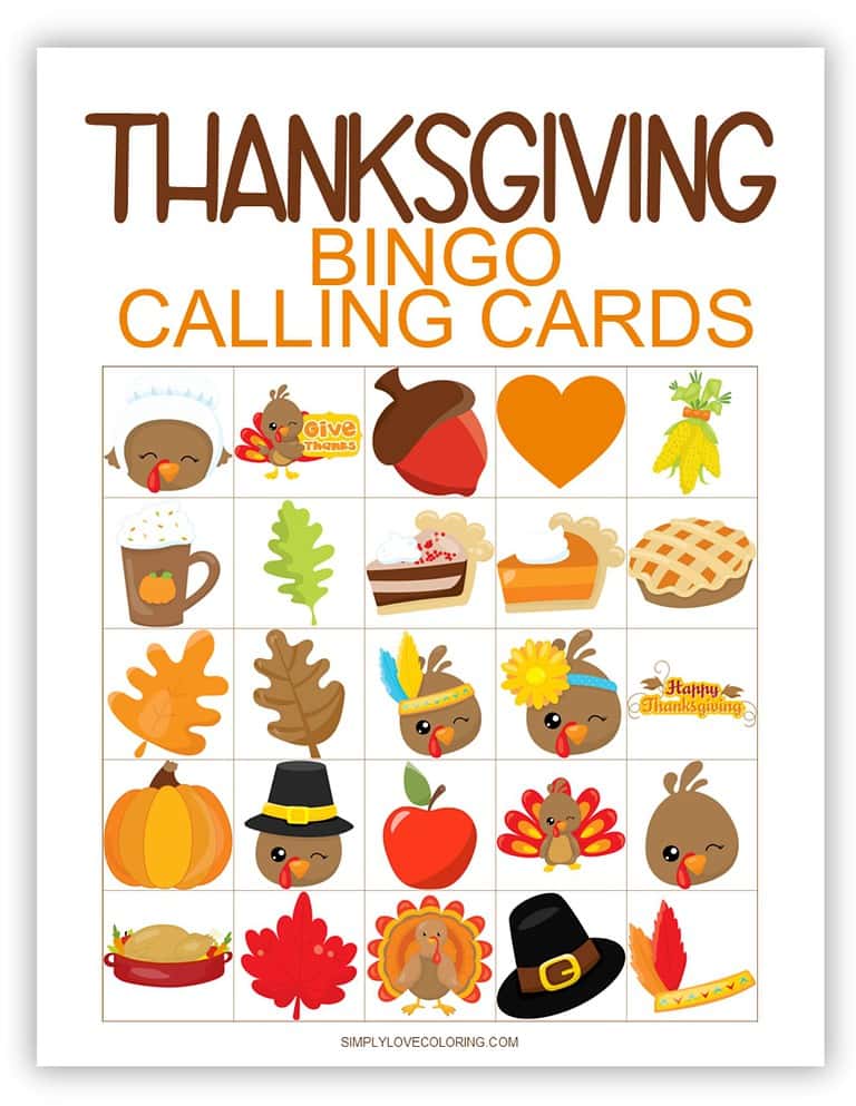 Thanksgiving Bingo Cards (Free PDF Printables) - Simply Love Coloring