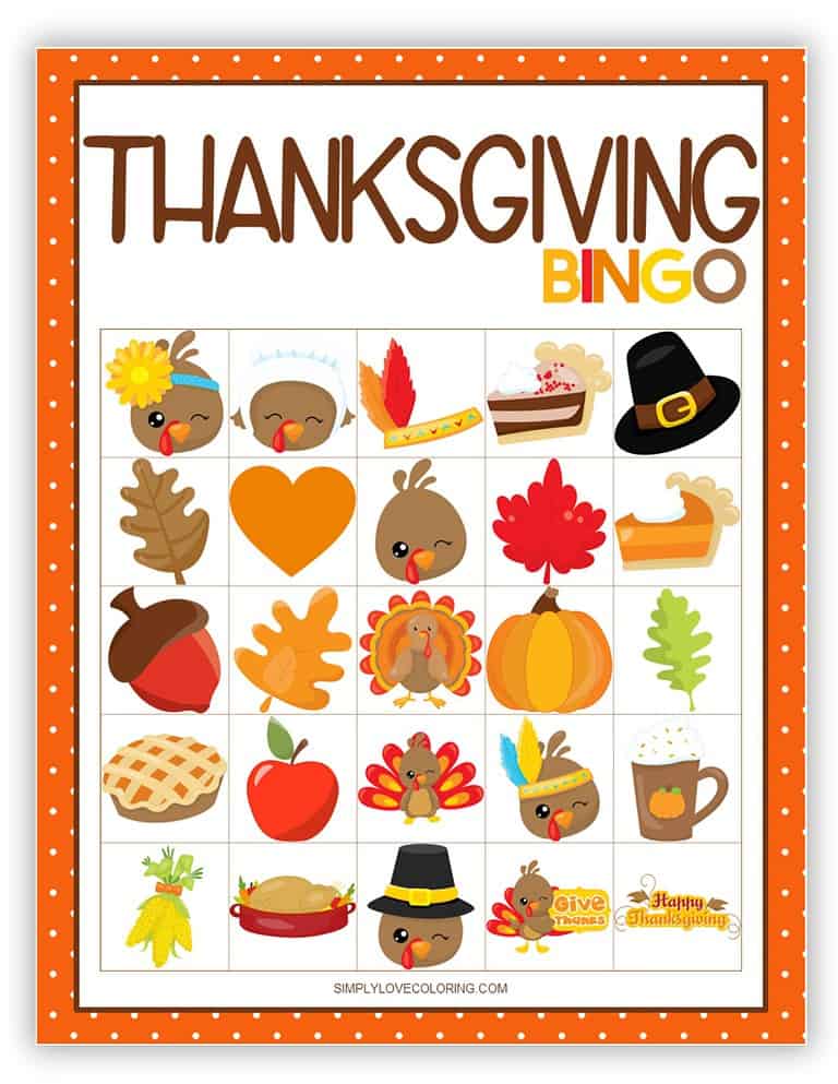 Thanksgiving Bingo Cards (Free PDF Printables) - Simply Love Coloring
