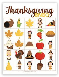 Thanksgiving Bingo Cards (Free PDF Printables) - Simply Love Coloring