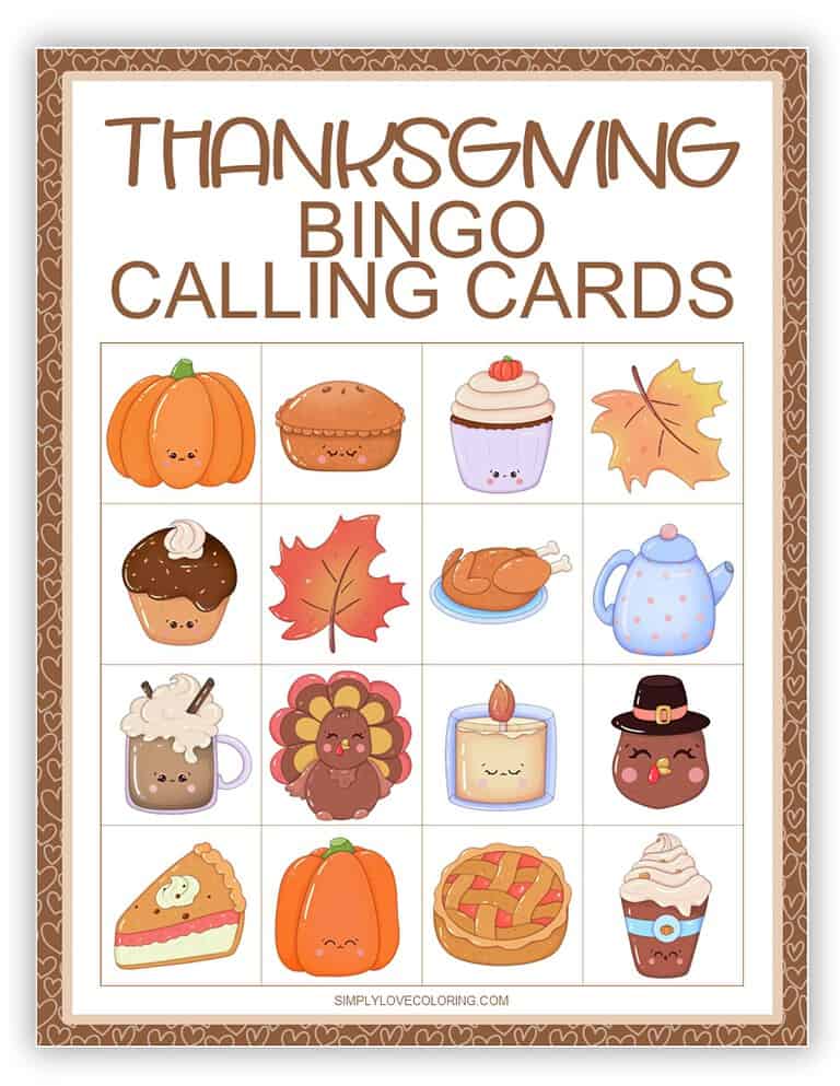 Thanksgiving Bingo Cards (Free PDF Printables) - Simply Love Coloring