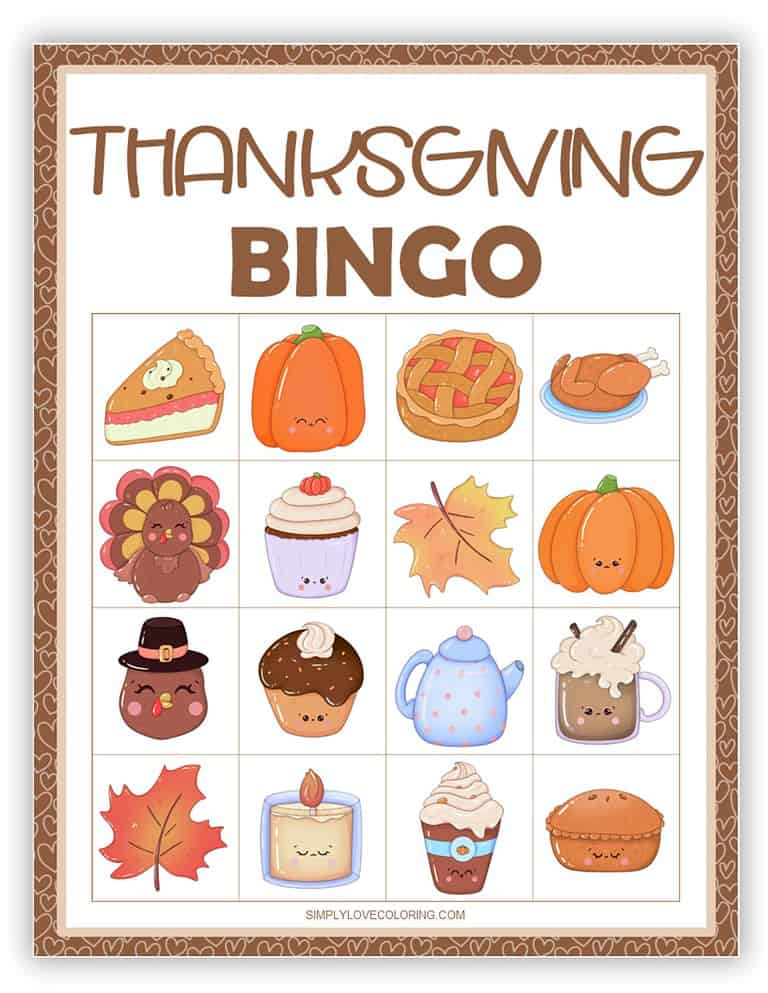 Thanksgiving Bingo Cards (Free PDF Printables) - Simply Love Coloring