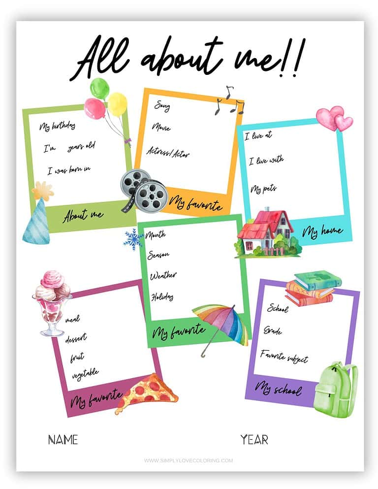 All About Me Printable Worksheets (Free PDF Printables) - Simply Love ...