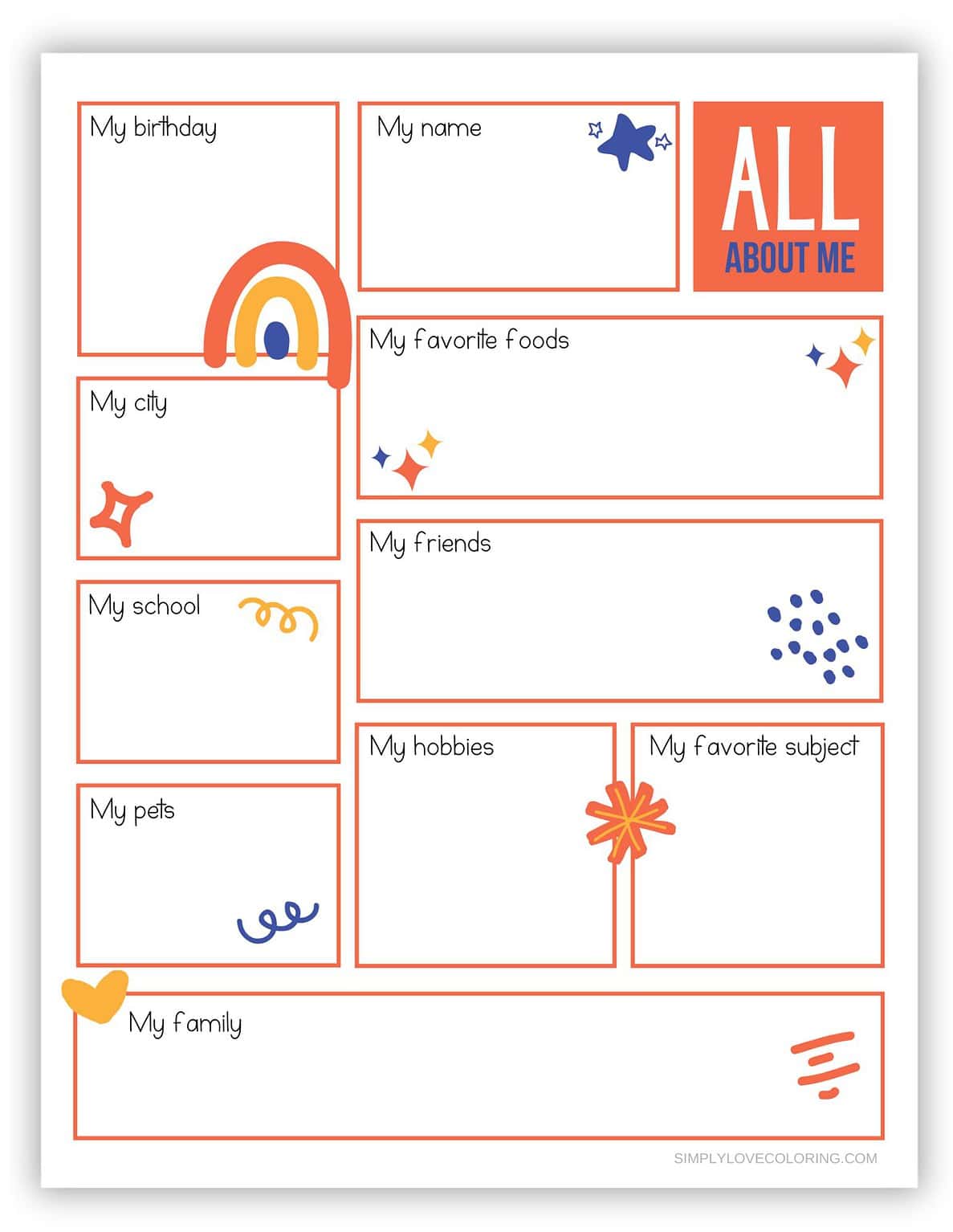 All About Me Printable Worksheets (Free PDF Printables) - Simply Love ...