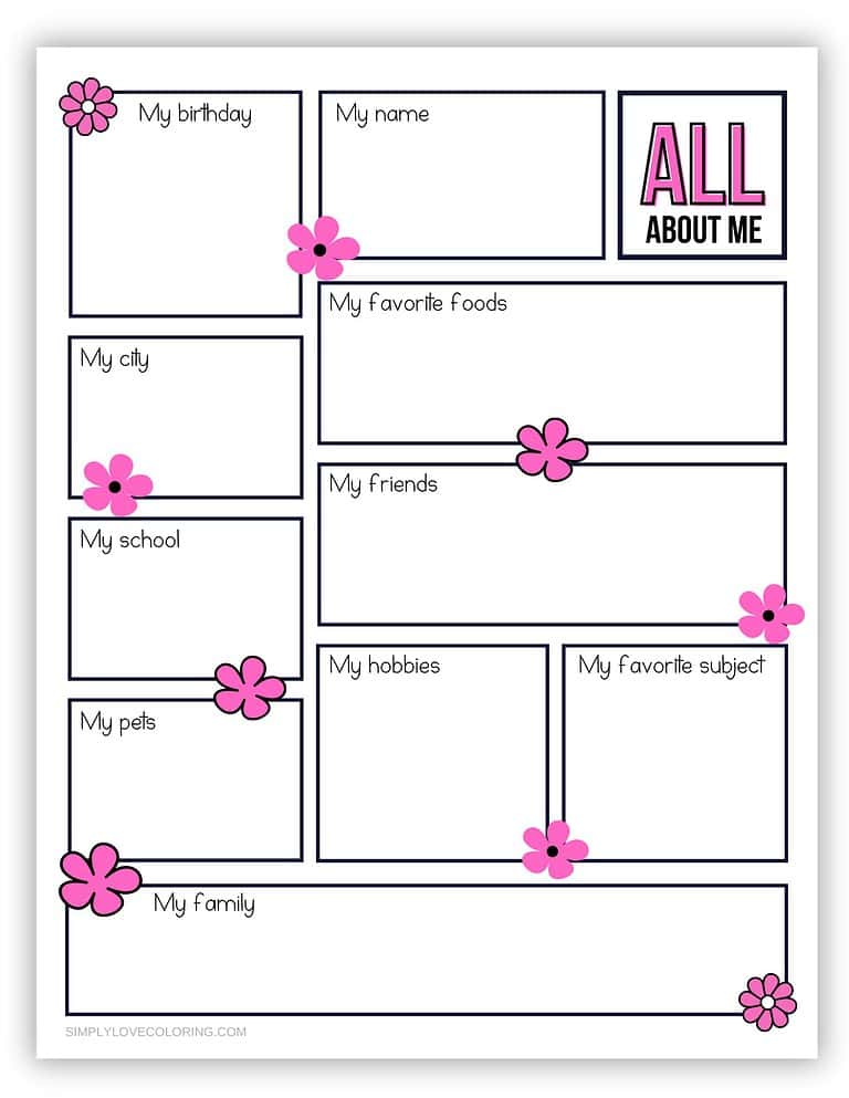 All About Me Printable Worksheets (Free PDF Printables) - Simply Love ...