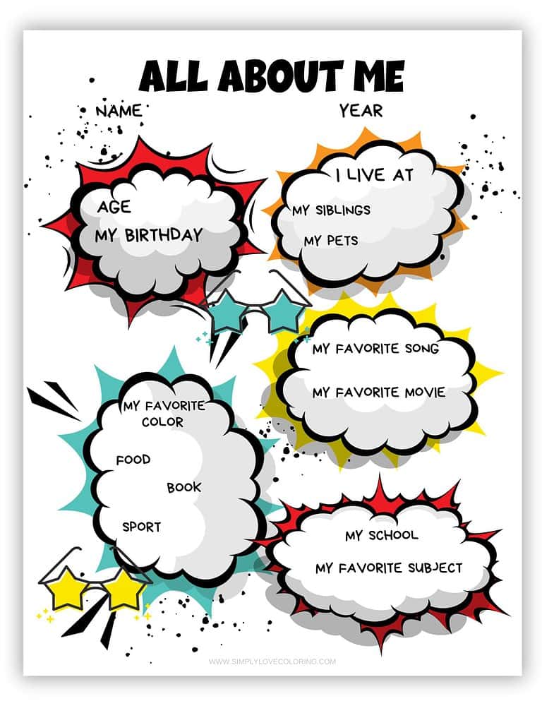 All About Me Printable Worksheets (Free PDF Printables) - Simply Love ...
