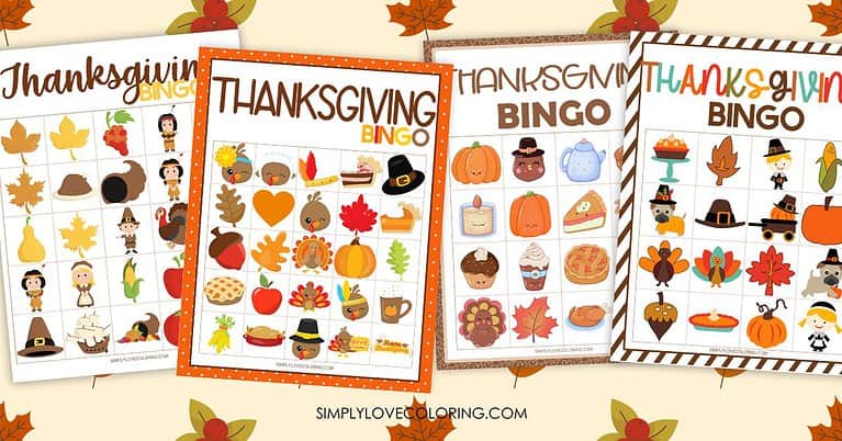 Thanksgiving Bingo Cards (Free PDF Printables) - Simply Love Coloring