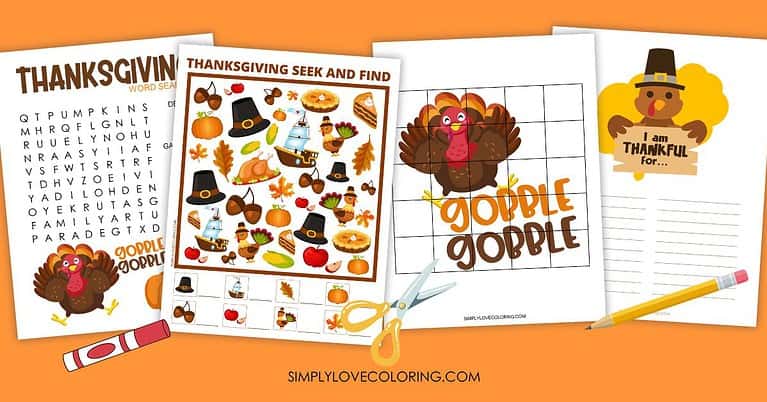 44 Thanksgiving Printables (Free PDF Activities for Kids) - Simply Love ...