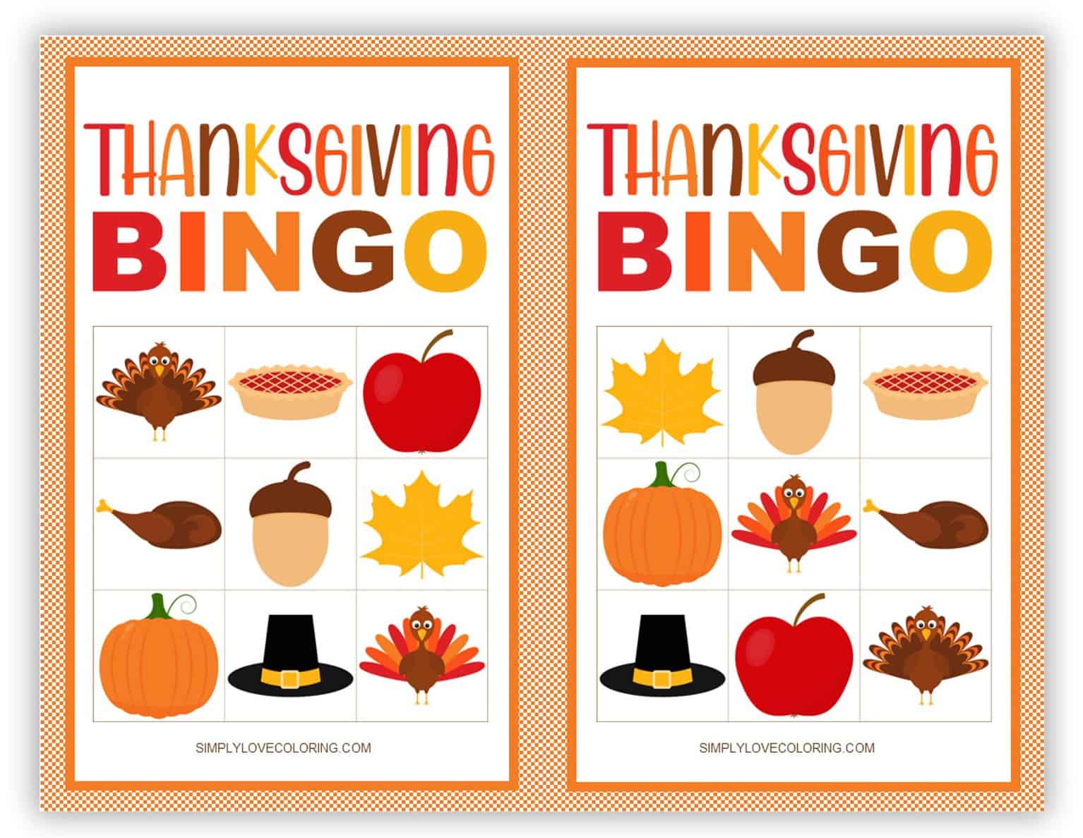 Thanksgiving Bingo Cards (Free PDF Printables) - Simply Love Coloring