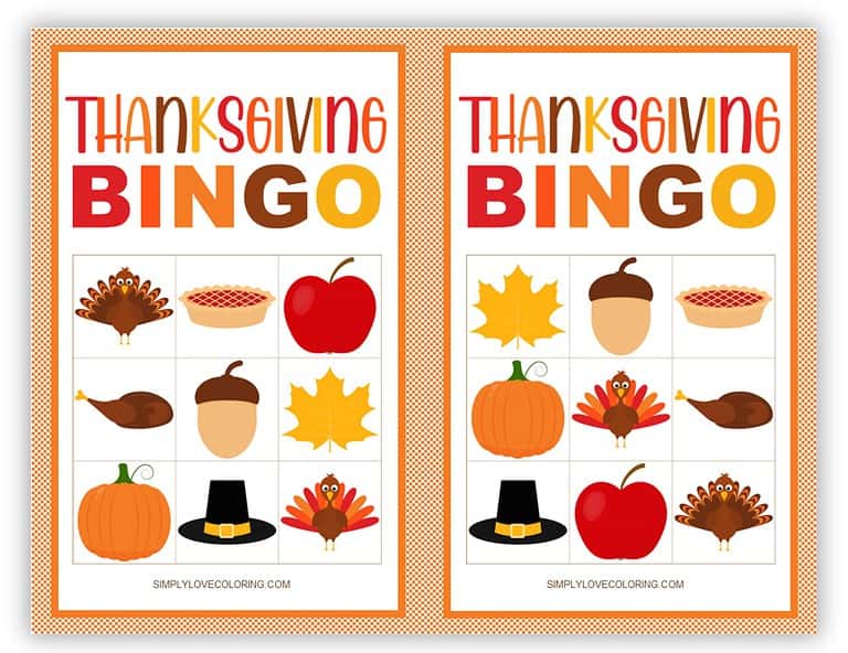 Thanksgiving Bingo Cards (Free PDF Printables) - Simply Love Coloring