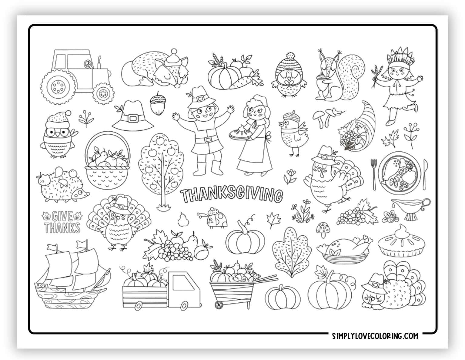 38 Thanksgiving Coloring Pages (Free PDF Printables) - Simply Love Coloring