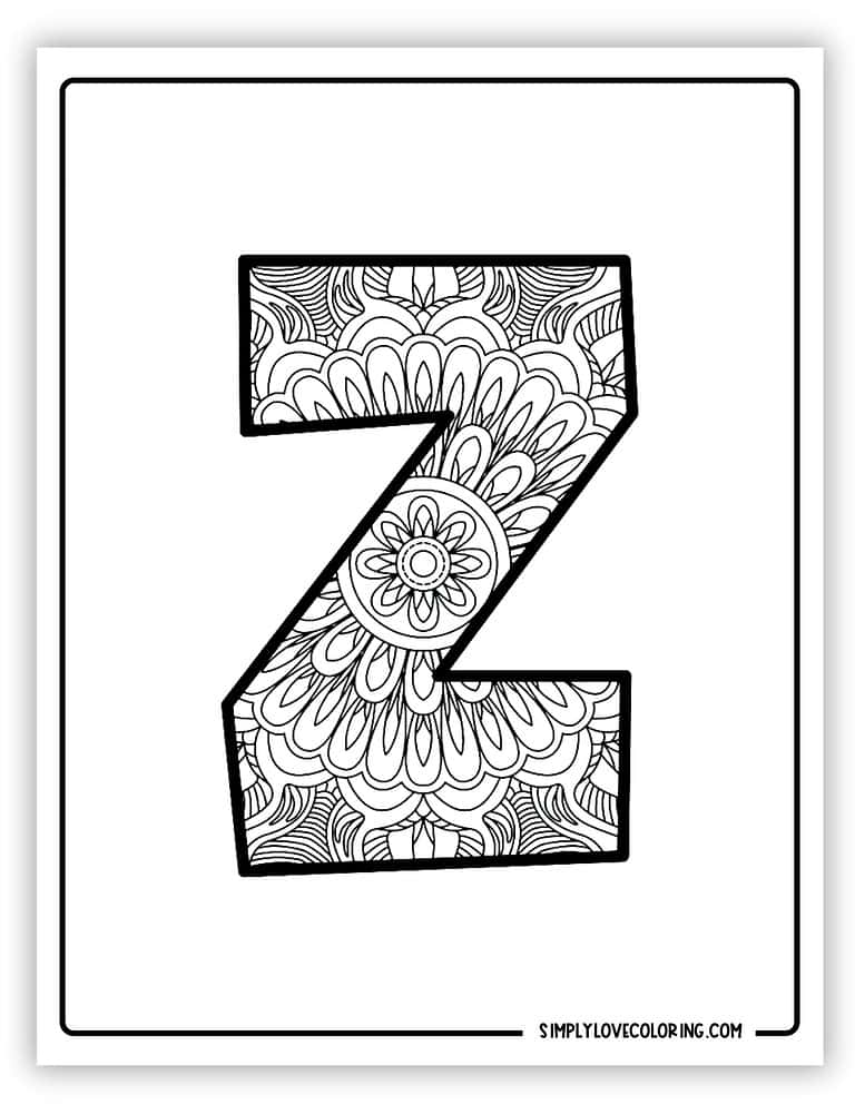 Mandala Alphabet Coloring Pages (Free PDF Printables) - Simply Love ...