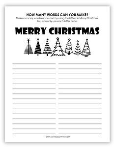 How Many Words Can You Make From Merry Christmas? (Free PDF Printables ...