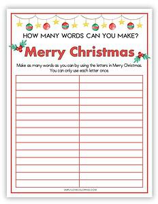 How Many Words Can You Make From Merry Christmas? (Free PDF Printables ...
