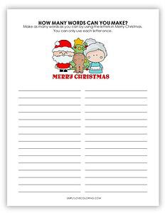 How Many Words Can You Make From Merry Christmas? (Free PDF Printables ...