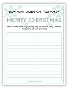 How Many Words Can You Make From Merry Christmas? (Free PDF Printables ...
