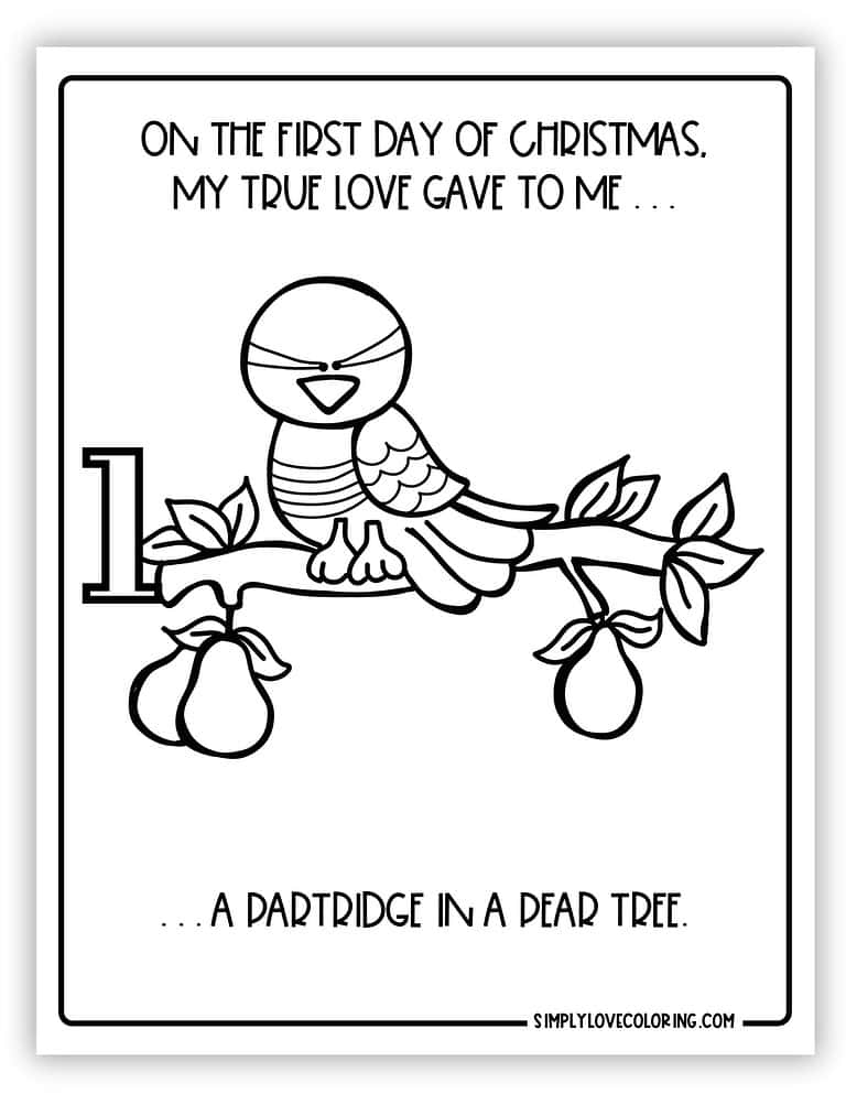 12 Days of Christmas Coloring Pages (Free PDF Printables) - Simply Love ...