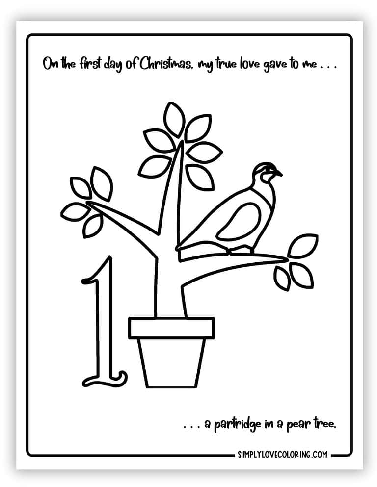 12 Days of Christmas Coloring Pages (Free PDF Printables) - Simply Love ...