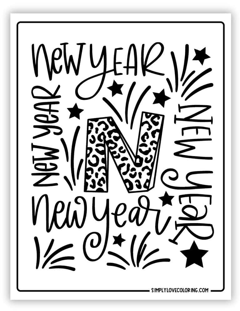 New Year's Coloring Pages (Free PDF Printables) - Simply Love Coloring