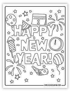 New Year's Coloring Pages (Free PDF Printables) - Simply Love Coloring