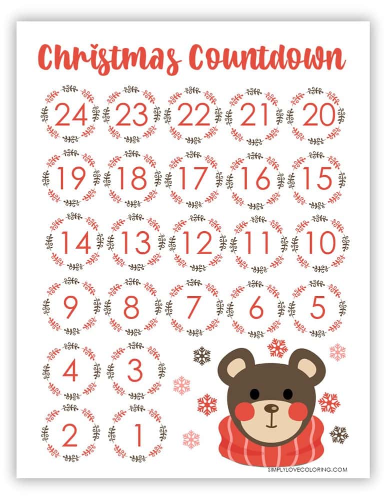 12 Christmas Countdown Calendars (Free PDF Printables) - Simply Love ...