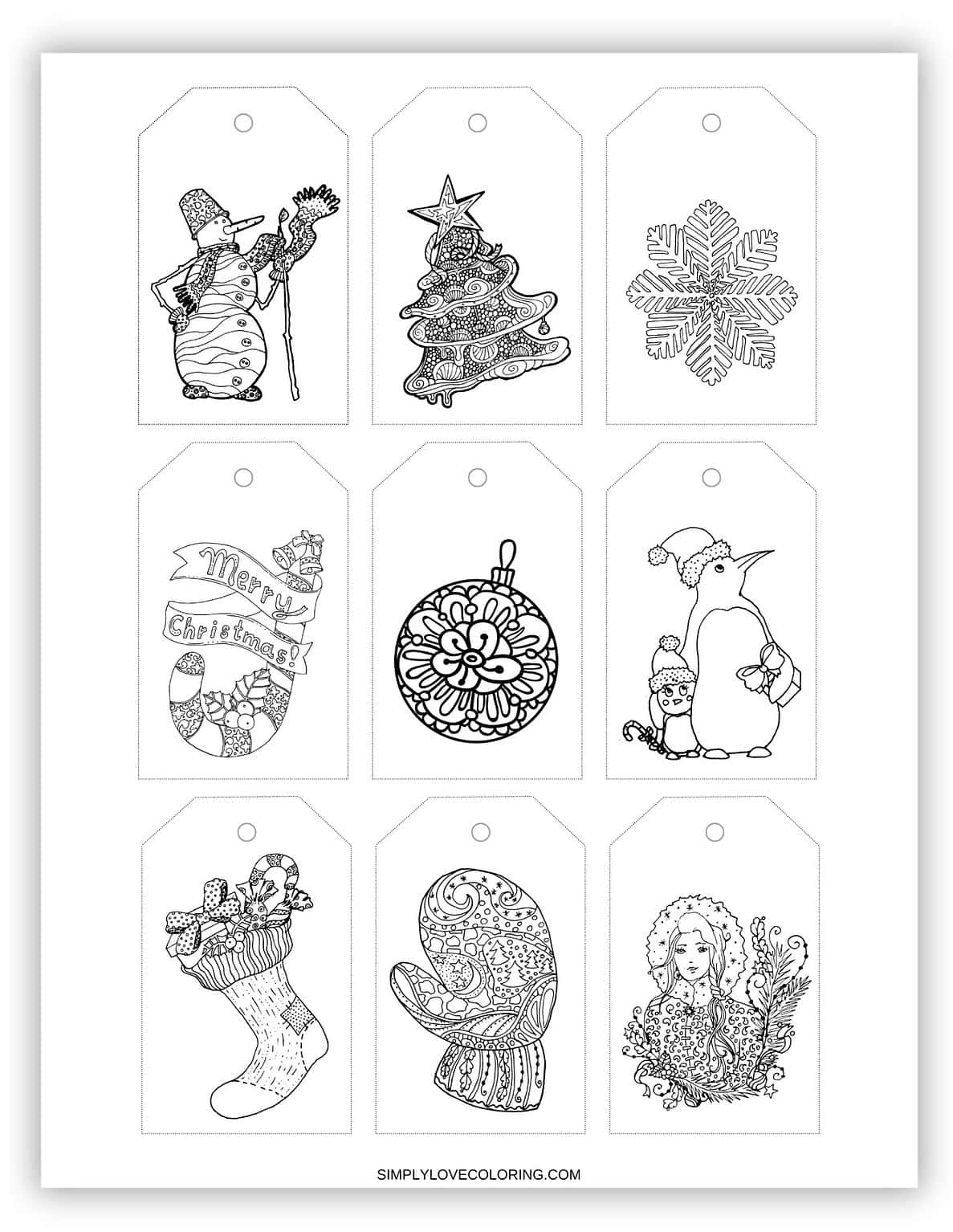 54 Christmas Gift Tag Coloring Pages (Free PDF Printables) - Simply ...