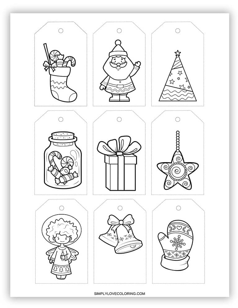 54 Christmas Gift Tag Coloring Pages (Free PDF Printables) – Simply ...