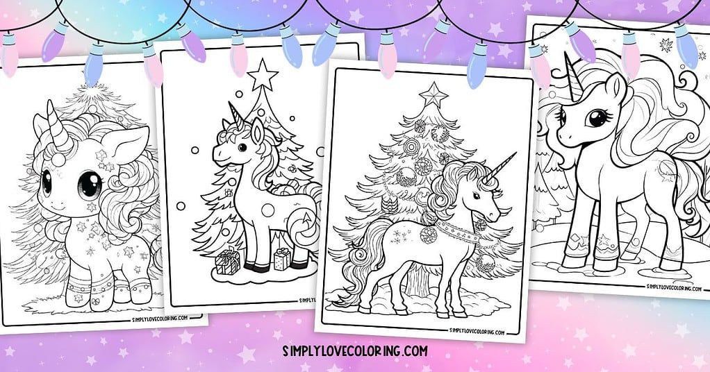 21 Christmas Unicorn Coloring Pages (Free PDF Printables) - Simply Love ...
