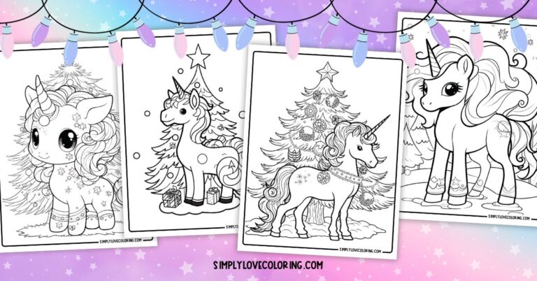 21 Christmas Unicorn Coloring Pages (Free PDF Printables) - Simply Love ...