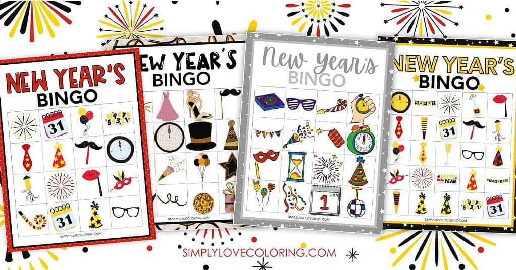 New Year's Bingo (Free PDF Printables) - Simply Love Coloring