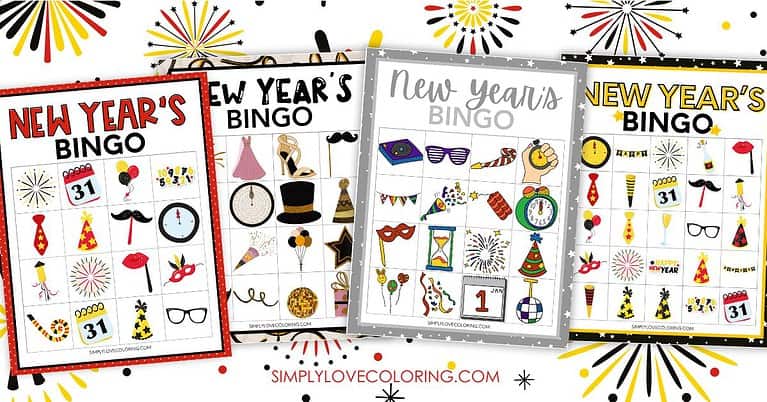 New Year's Bingo (Free PDF Printables) - Simply Love Coloring