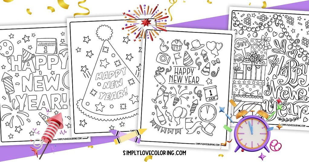New Year's Coloring Pages (Free PDF Printables) - Simply Love Coloring